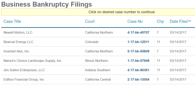 Advanced Searching Across Bankruptcy Cases | Inforuptcy